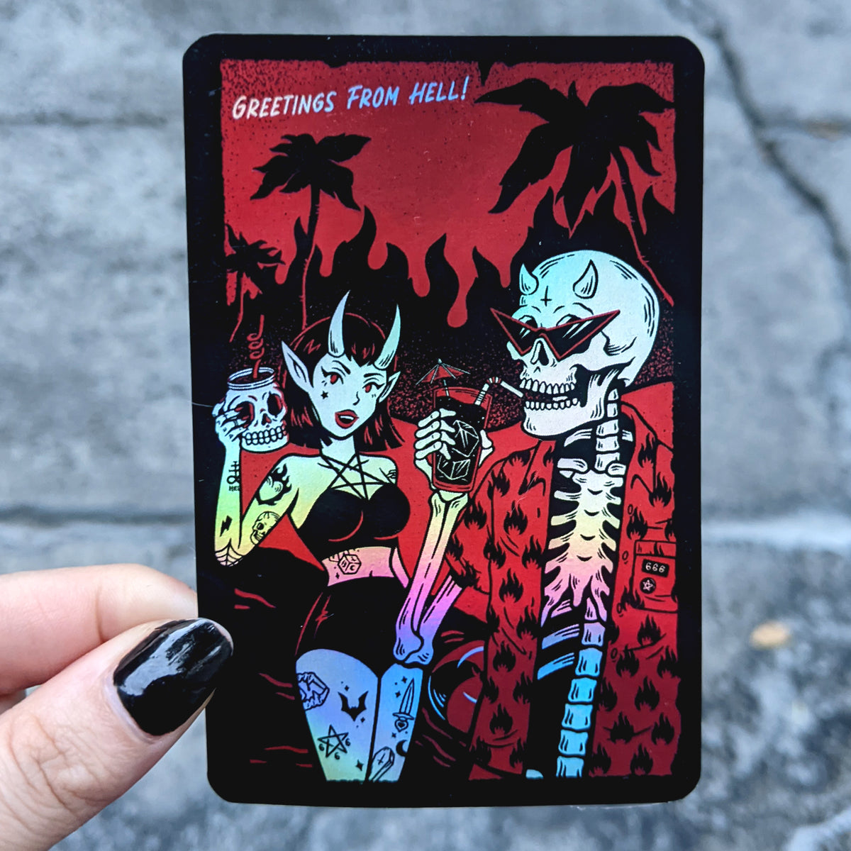 GREETINGS FROM HELL HOLO STICKER – Wytchlab
